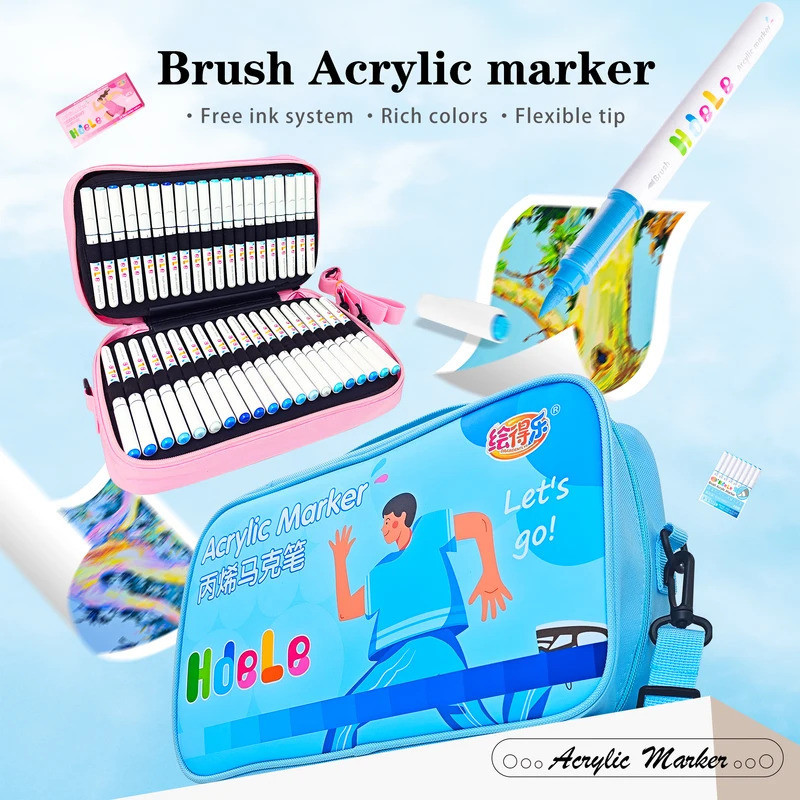 120สีแปรงปากกามาร์กเกอร์อะคริลิ พรีเมี่ยมปากกาสีอะคริลิสำหรับผ้าใบ ภาพ ...